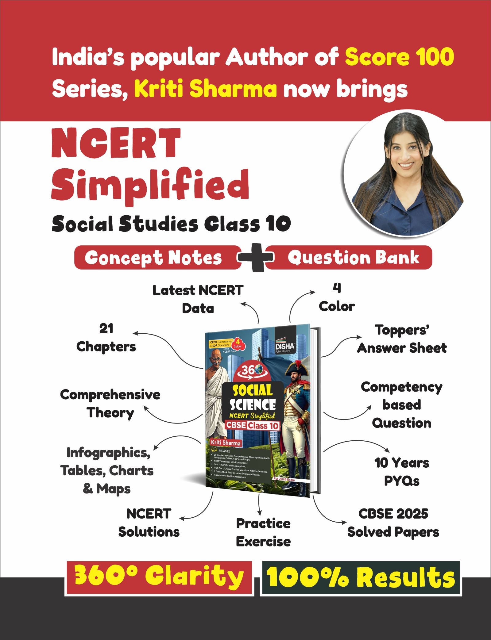 Disha 360 Social Science Class 10 NCERT Simplified | Theory, Question ...