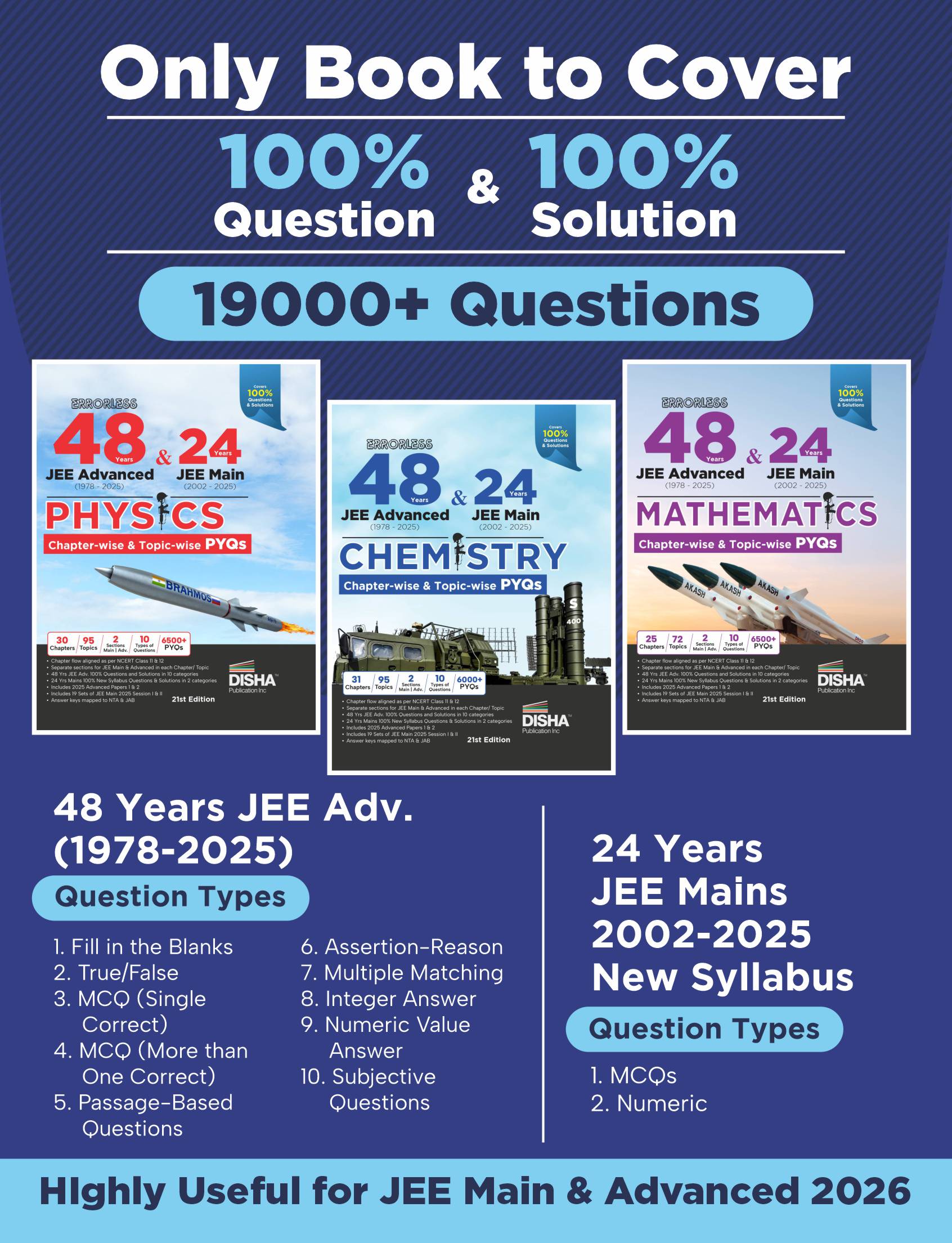 Disha Errorless 48 Years JEE Advanced (1978 - 2025) & 24 Year JEE Main ...