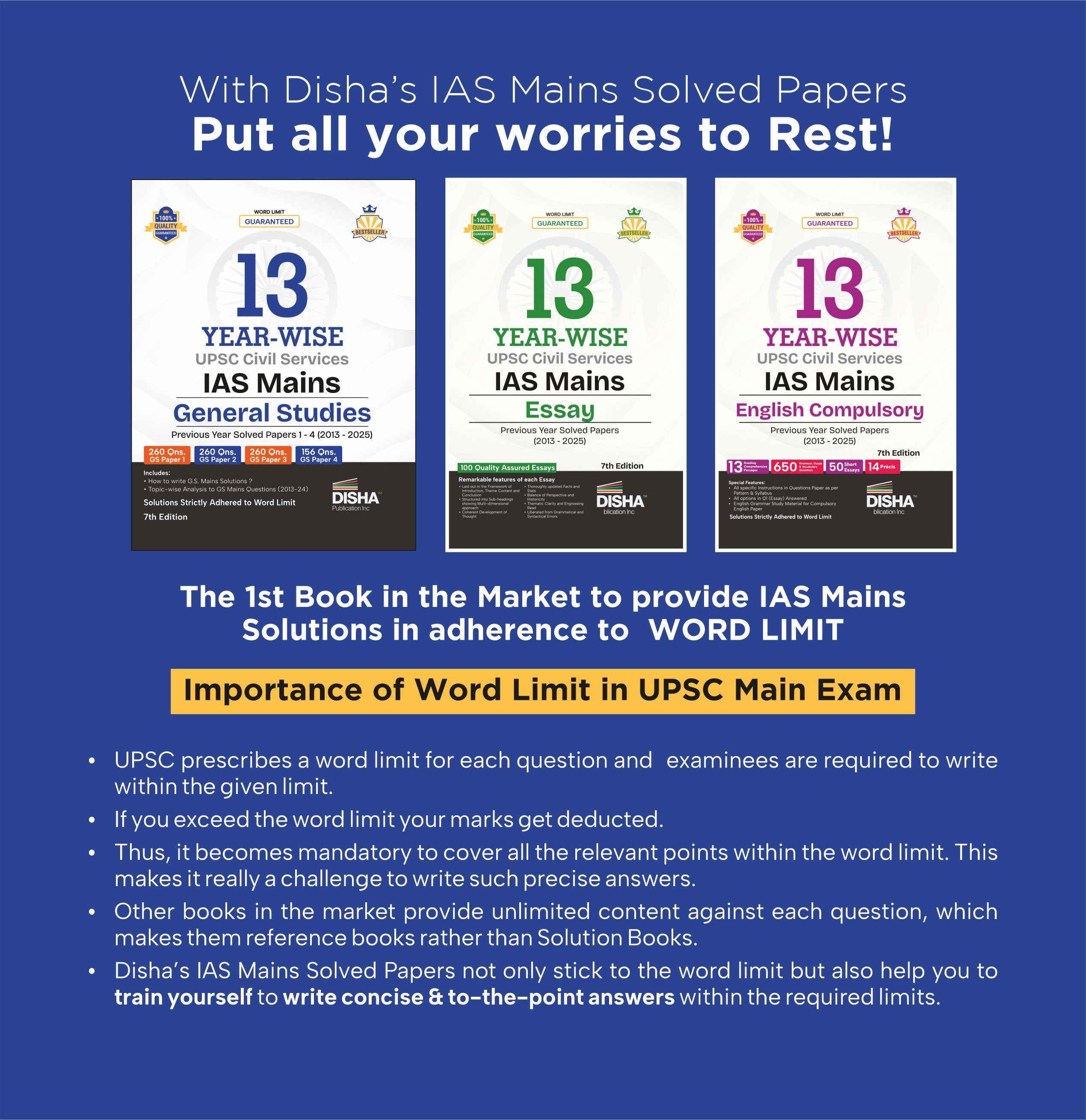 Disha Combo (set of 3 Books) 13 Year-wise UPSC Civil Services IAS Main ...